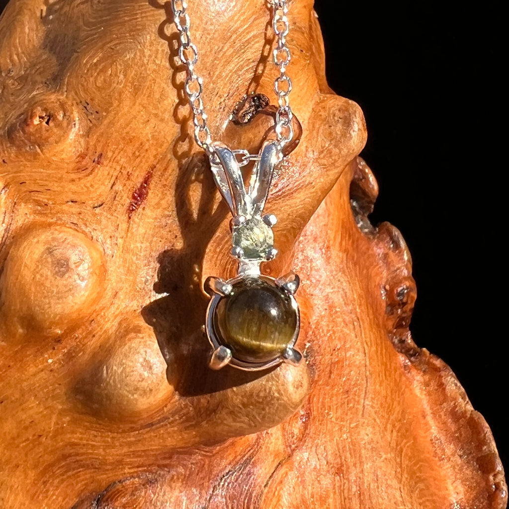 Tiger Eye & Moldavite Necklace Sterling Silver | Moldavite Life