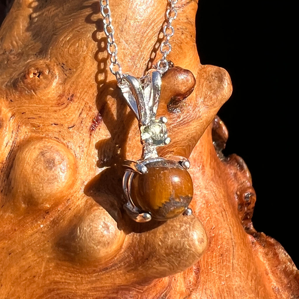 Tiger Eye & Moldavite Necklace Sterling Silver | Moldavite Life