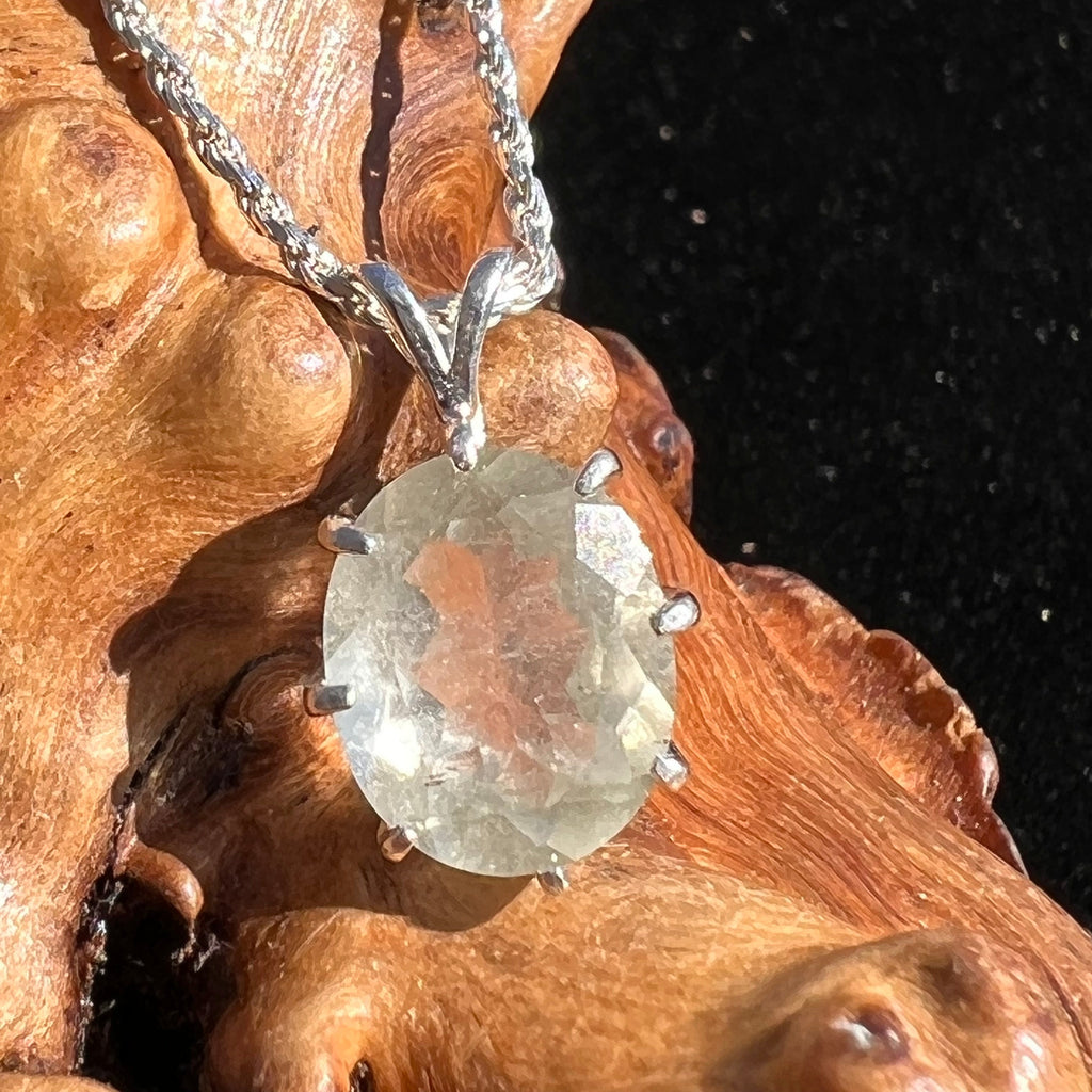 Faceted Libyan Desert Glass Necklace Sterling Silver | Moldavite Life